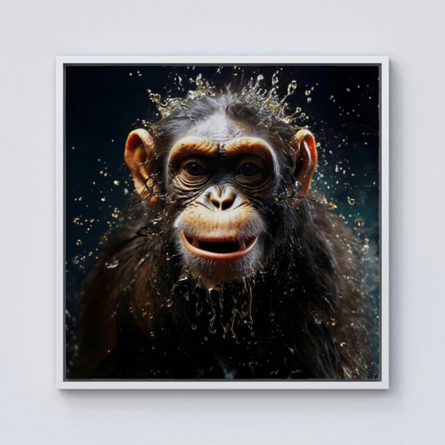 "Rackhams Realistic Monkey Face Splash Art Framed Canvas - - 10"" x 10"" - White" by Rackhams ...