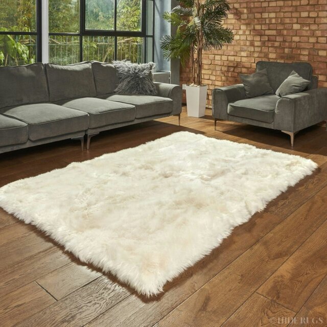 Rackhams British Sheepskin Rug Natural - Straight Edge - 140cm x 200cm ...
