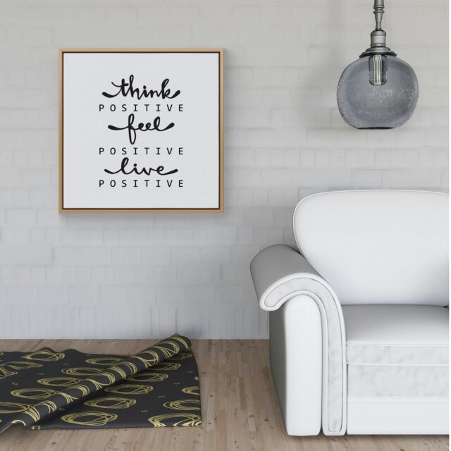 "Rackhams Think Positive, Feel Positive, Live Positive Framed Canvas ...