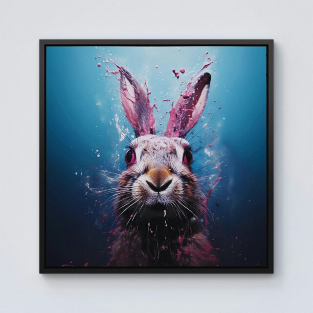 "Rackhams Rabbit Face Splash Art Framed Canvas - - 10"" x 10"" - Black" by Rackhams | ufurnish.com
