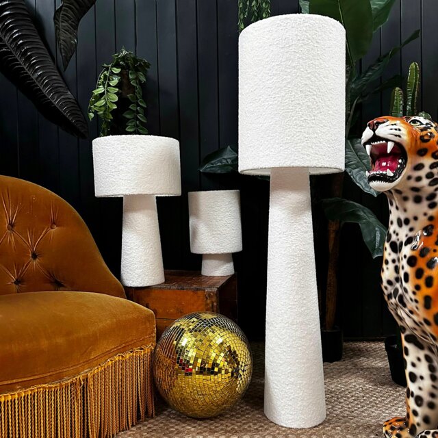 Rackhams Textured Boucle Portable lamps in Buttermilk - Midi - 56cm ...