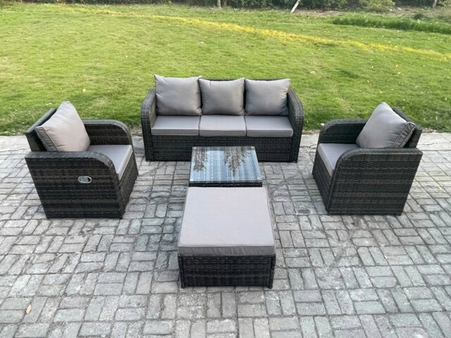 Rackhams Garden Furniture Sets 6 Seater Wicker Rattan Furniture Patio ...