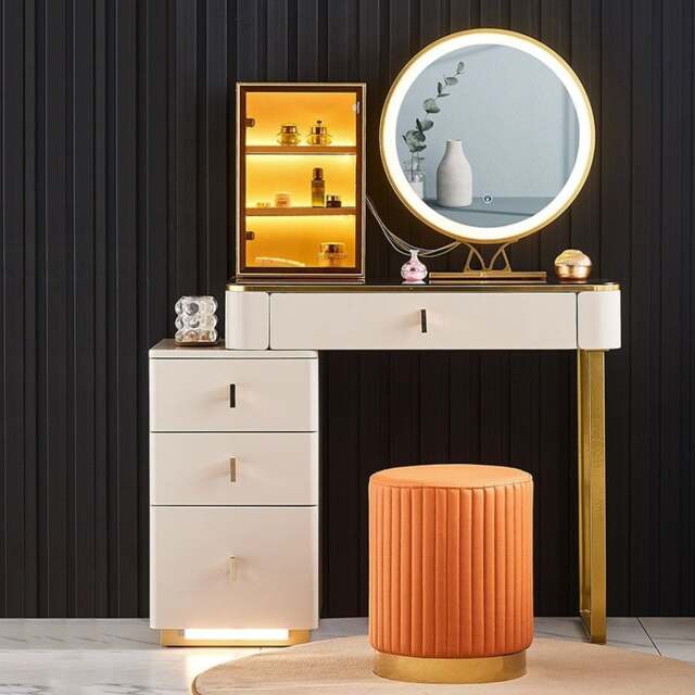 Rackhams Isai Extendable Dressing Table With LED Mirror - A - With ...