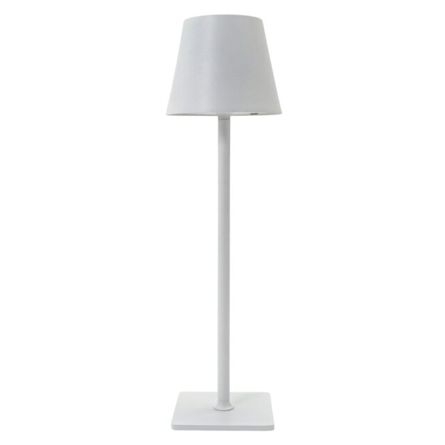 Rackhams Tall White Rechargeable Touch Dimmable Table Lamp with Metal ...
