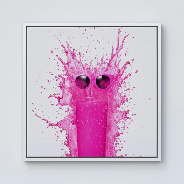 "Rackhams Pink Splash Art Glass Framed Canvas - - 10"" x 10"" - White" by Rackhams | ufurnish.com