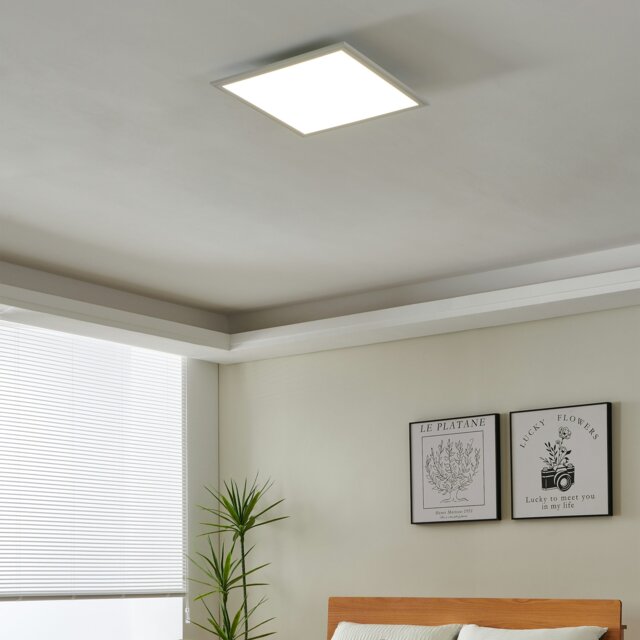 Rackhams Salobrena 1 Ultra-Slim Modern White Square LED Ceiling Light ...