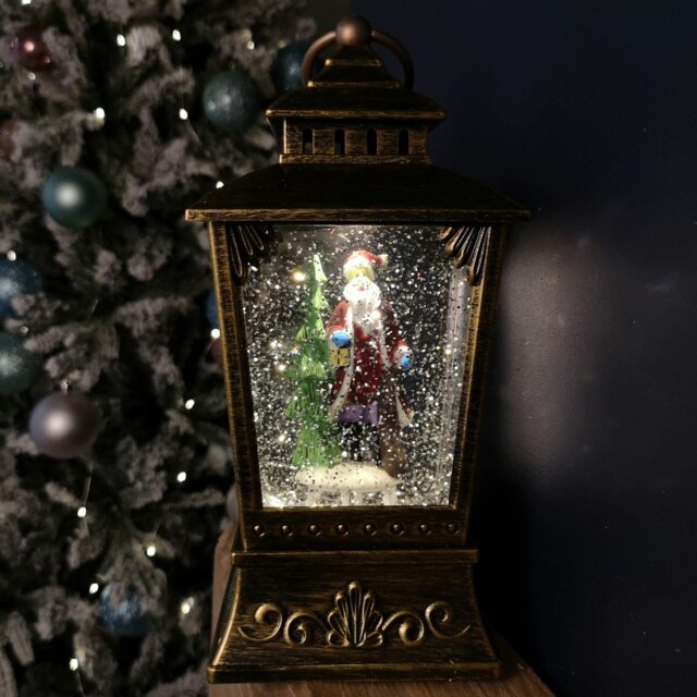 Rackhams 24cm Antique Trapezoid Lantern Glitter Water Spinner with ...