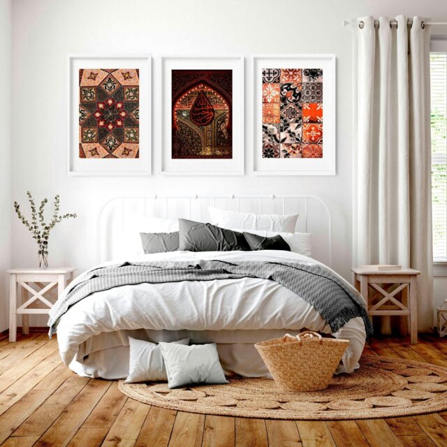 Rackhams Islamic geometry patterns - set of 3 Bedroom wall art - 16 x ...