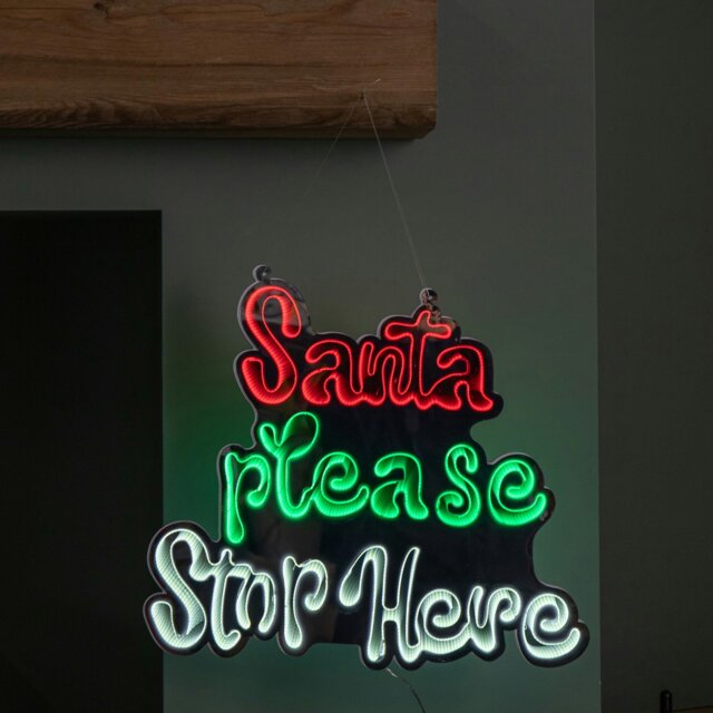 Rackhams 40cm Light up Hanging Santa Stop Here Christmas Infinity ...