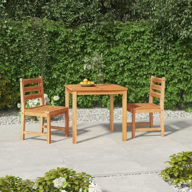Rackhams 3 Piece Garden Dining Set Solid Wood Teak - Brown - Fine ...