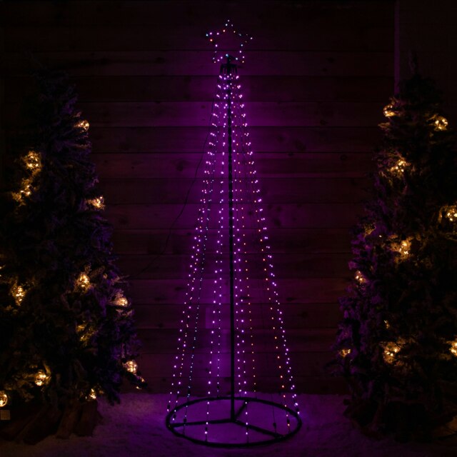 Rackhams 2.1m Light up Christmas Pyramid Cone Tree with 580 Multi ...