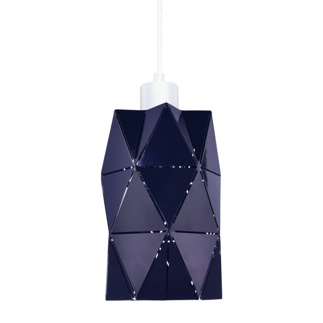 Rackhams Modern Midnight Blue Metal Pendant Shade with Diamond Shaped ...