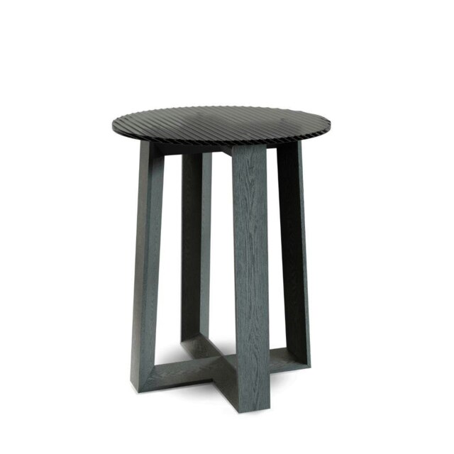 Rackhams Round Side Tables - Grey Fluted Glass by Rackhams | ufurnish.com