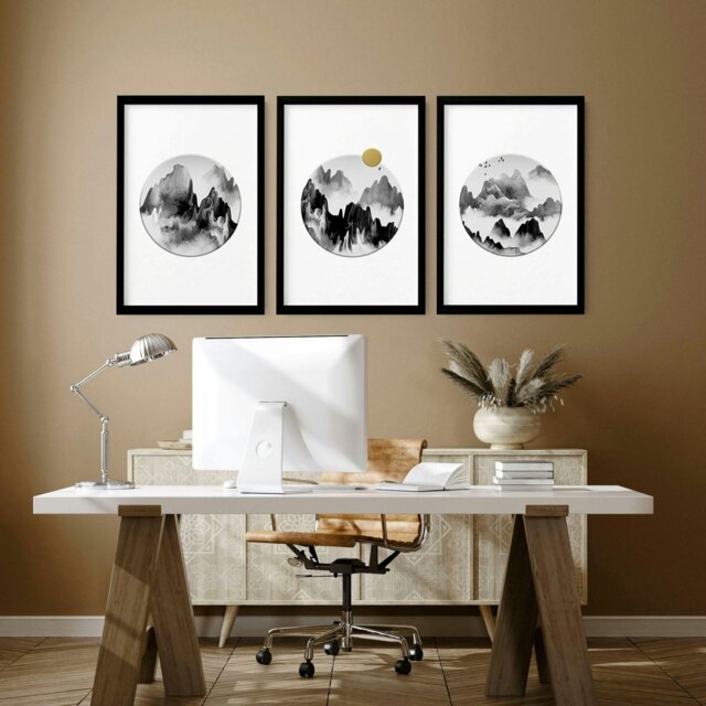 Rackhams Office desk decor - set of 3 wall art prints - - 20 x 30 in ...