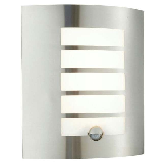 Rackhams IP44 Outdoor Wall Light PIR Motion Sensor Brushed Steel ...
