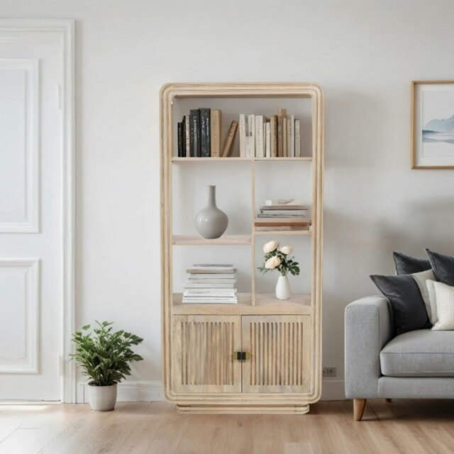 Rackhams Rayne Mango Wood Bookcase - Wood - 1 - 80cm x 35cm x 165cm ...