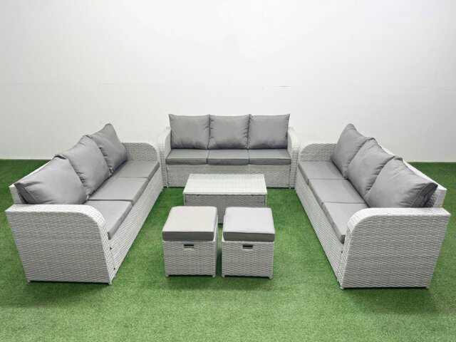 Rackhams PE Rattan Lounge Sofa Set 11 Seater Outdoor Garden Furniture ...