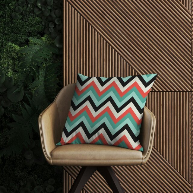 Rackhams Geometric Colored Chevron Pattern Outdoor Cushion - - 60cm x ...