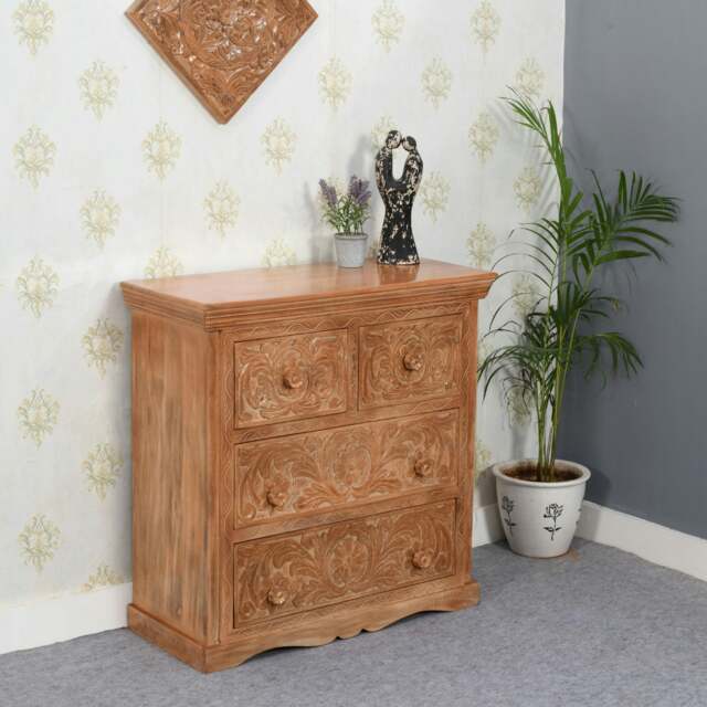 Rackhams Viva Mango Wood Chest Of 4 Drawers - Wood - 4 - 90x40x90 CM ...