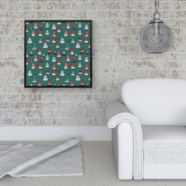 "Rackhams Hand Drawn Joyful Santa Hats Framed Canvas - - Black - 40"" x ...