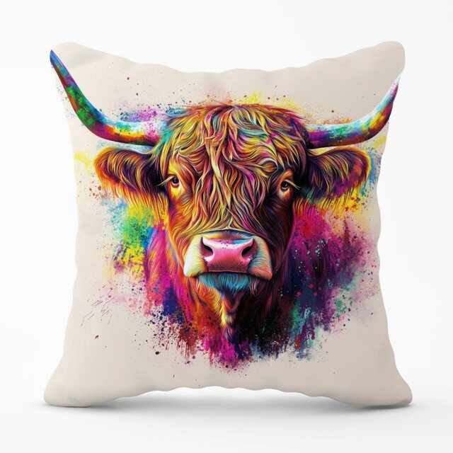 Rackhams Super Splashart Highland Cow Cushions - - 60cm x 60cm by ...
