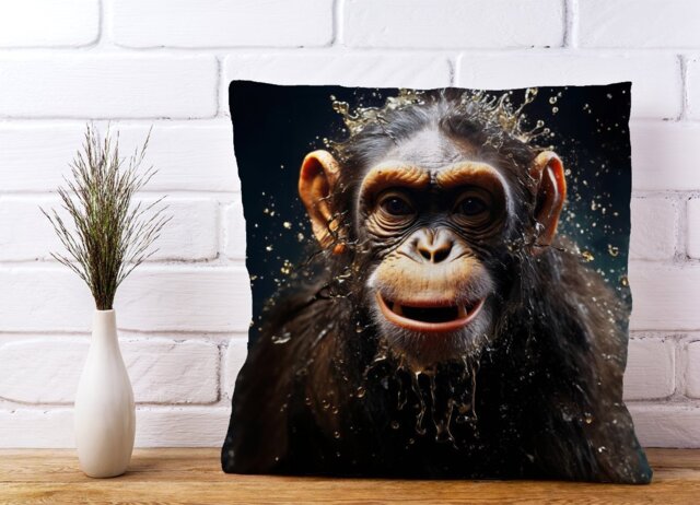 Rackhams Realistic Monkey Face Splashart Cushions - - 60cm x 60cm by ...