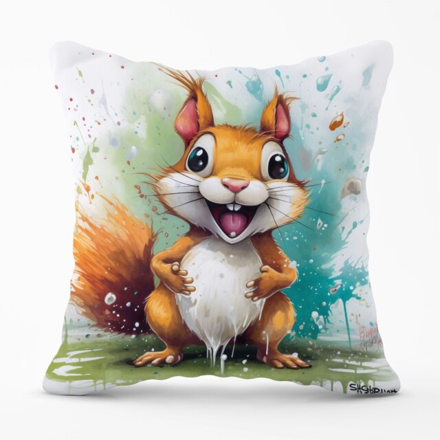 Rackhams Happy Splashart Squirrel Cushions - - 60cm x 60cm by Rackhams | ufurnish.com