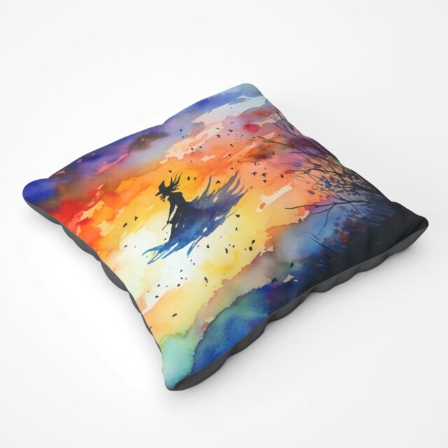 Rackhams A Watercolor Featuring A Graceful Witch Floor Cushion - by ...