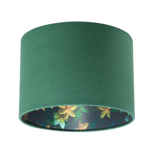 Rackhams Yellow and Green Flowers Round Lamp Shade in Forest Green ...