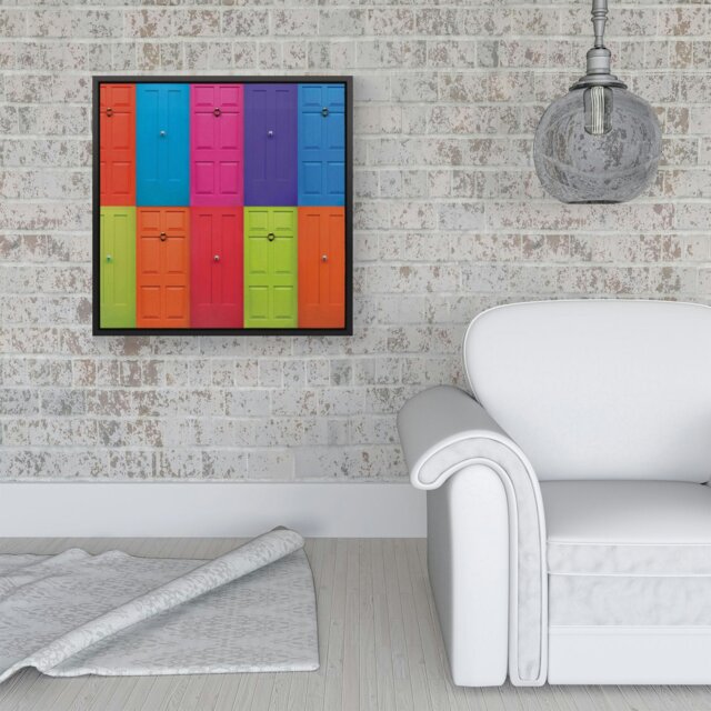 "Rackhams Colourful English Doors Framed Canvas - - Black - 40"" x 40 ...