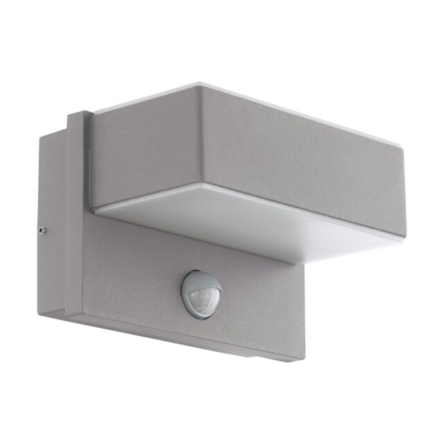 Rackhams IP44 Outdoor Wall Light & PIR Sensor Silver Steel Square 5.6W ...