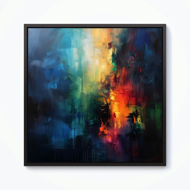 "Rackhams Colourful Chaos: Urban Dreamscape Framed Canvas - - Black ...