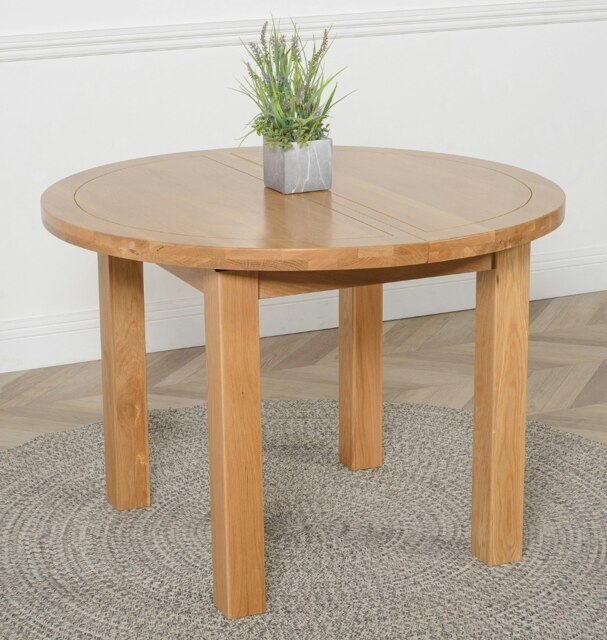 Rackhams Edmonton 110 - 140cm Solid Oak Extendable Round Dining Table - Brown - Oak - Matte ...