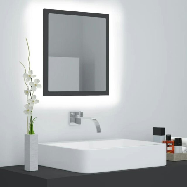 Rackhams LED Bathroom Mirror Grey 40x8.5x37 cm Acrylic - Grey ...