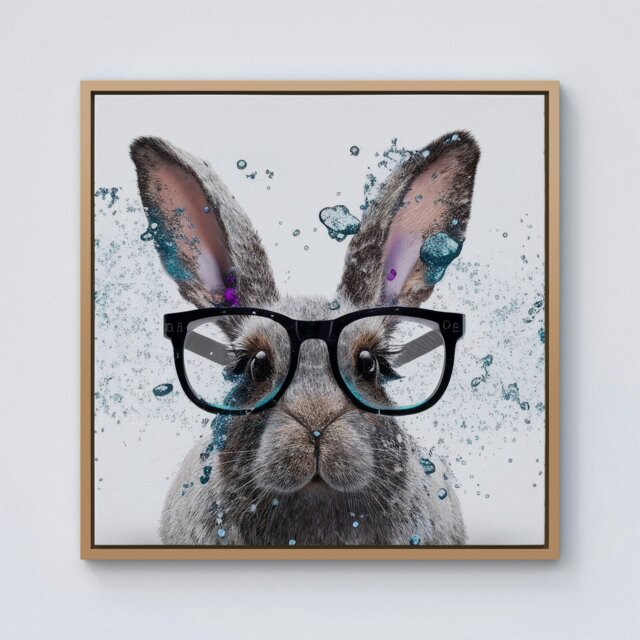 "Rackhams Rabbit Splash Art Framed Canvas - - 30"" x 30"" - Pine" by ...