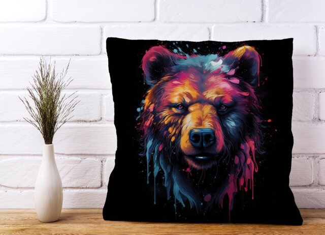 Rackhams Splashart Bear Face Cushions - - 60cm x 60cm by Rackhams ...