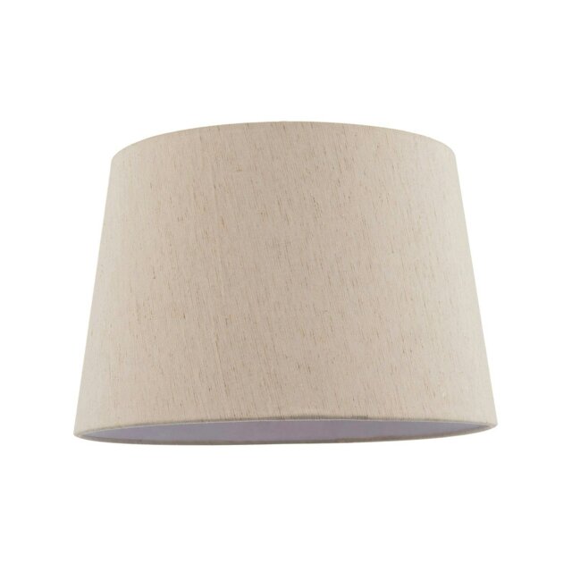 Rackhams Light Beige Natural Linen Fabric Lamp Shade with White Cotton ...