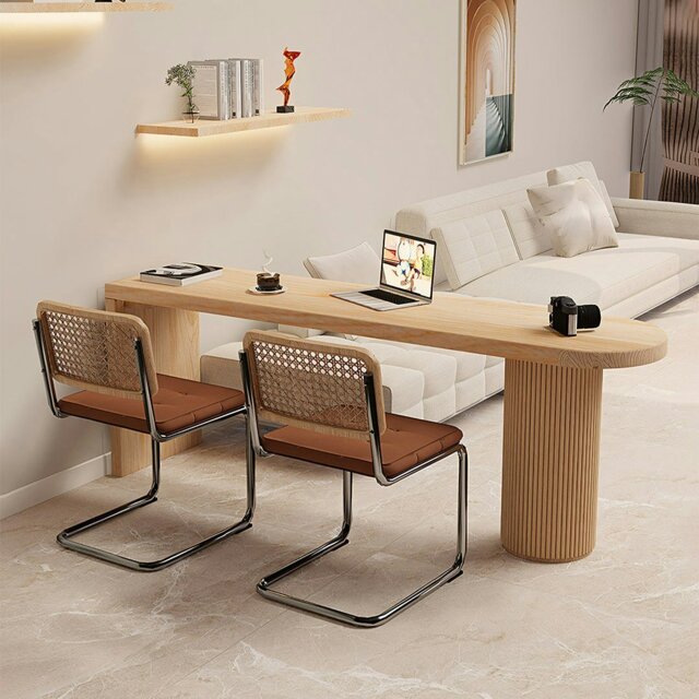 Rackhams Haruki Narrow Office Desk, Solid Wood, Light Oak - 180 x 60cm ...