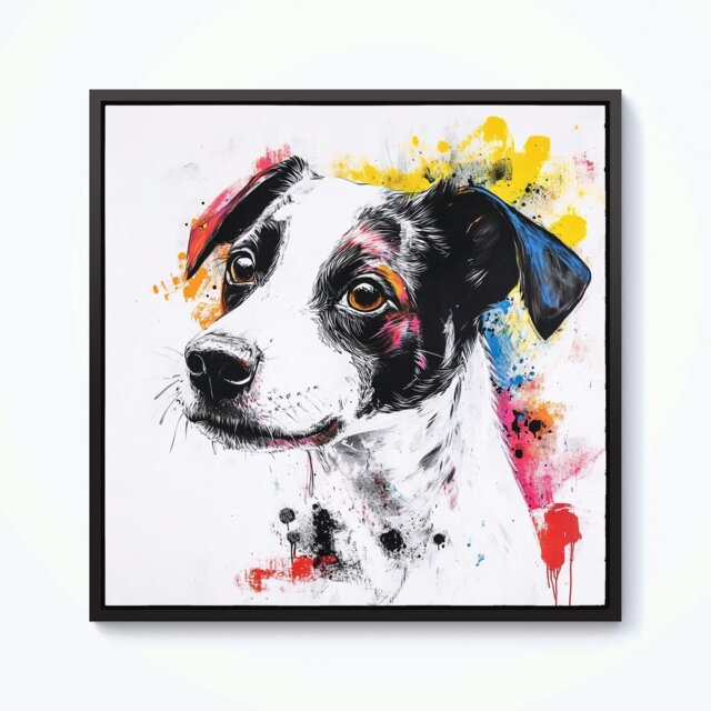 "Rackhams Banksy Inspired Jack Russell Dog Framed Canvas - - Black - 30 ...