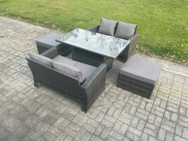 Rackhams 5 Pieces Garden Furniture Sets Poly Rattan Outdoor Patio ...