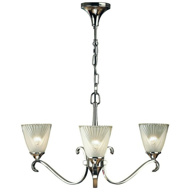Rackhams Luxury Hanging Ceiling Pendant Light Bright Nickel Deco Glass 3 Lamp Chandelier by ...