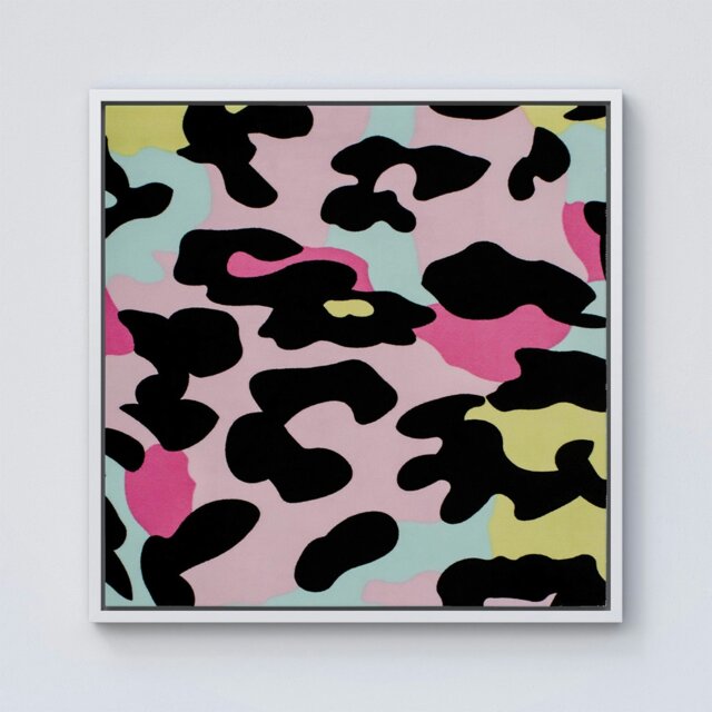 "Rackhams Colourful Leopard Print Framed Canvas - - 30"" x 30"" - White ...