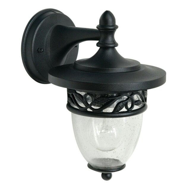 Rackhams Outdoor IP44 Wall Light Sconce Black LED E27 60W Bulb Outside ...