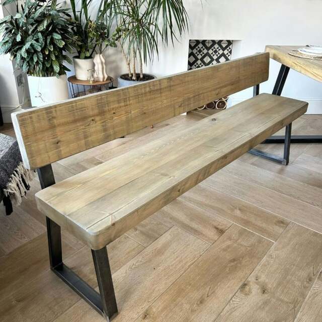 Rackhams Bespoke Collection - Rustic Wood Bench with Back - Chunky ...