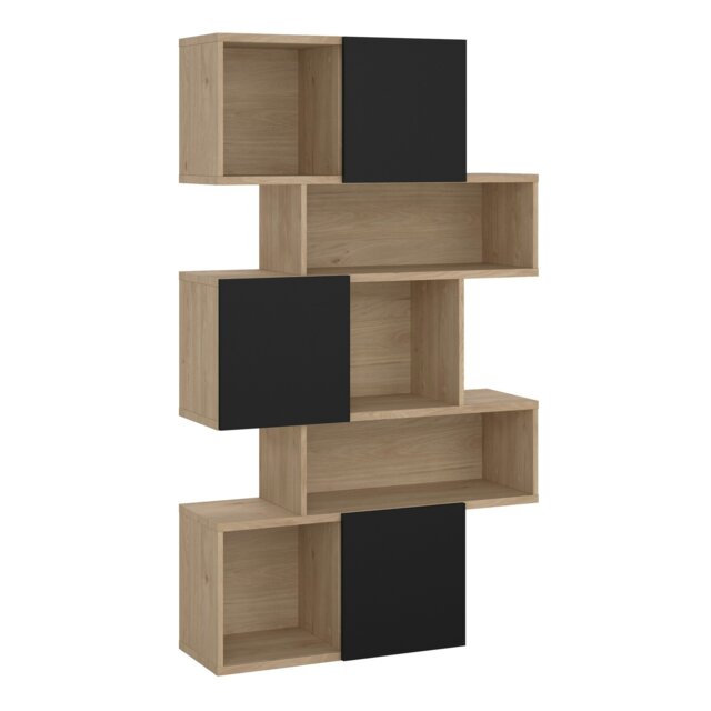 Rackhams Maze Asymmetrical Bookcase with 3 Doors in Jackson Hickory and ...