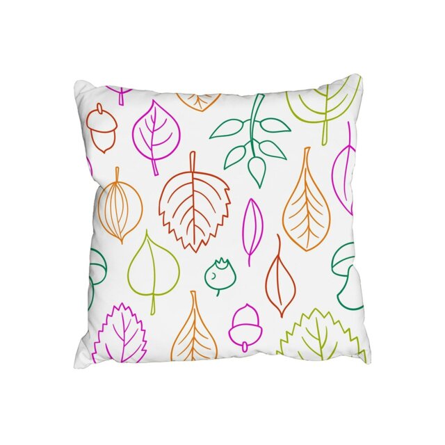 Rackhams Cushions - Multi Colour Leaves Illustration (Cushion) - 60cm x ...