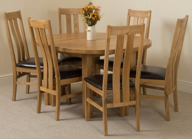 Rackhams Edmonton Round Extendable Oak Dining Set with Princeton Oak ...