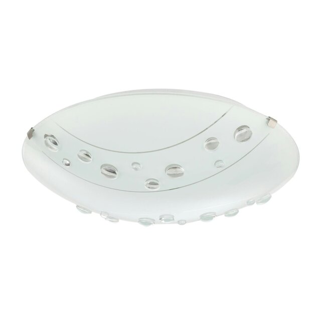 Rackhams Contemporary Circular Opal White Glass Flush Ceiling Light ...