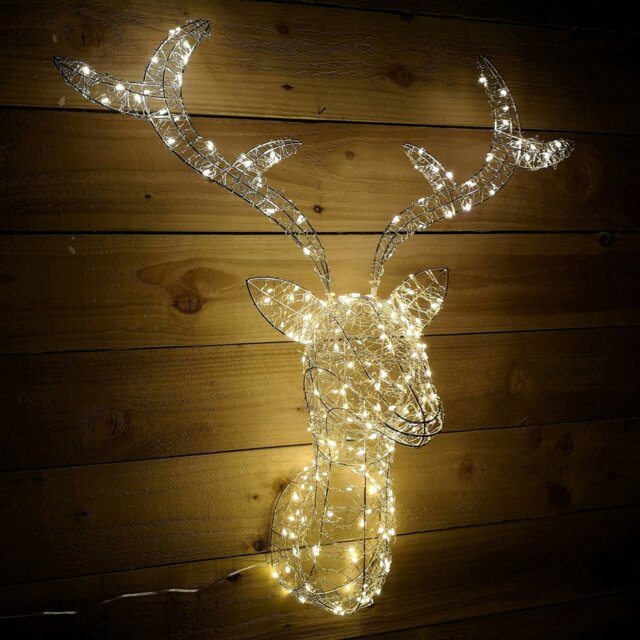 Rackhams 75cm LED Wall Mounted Stag Christmas Decoration in Warm White ...