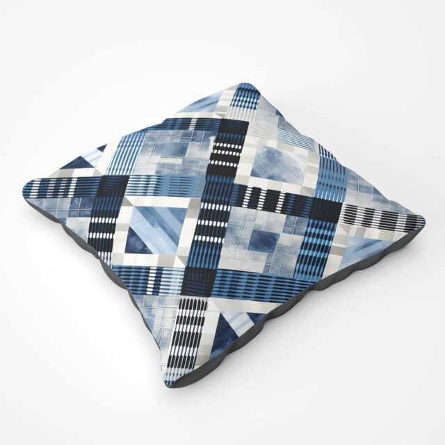 Rackhams Checkered Square Black And Blue Floor Cushion - by Rackhams ...